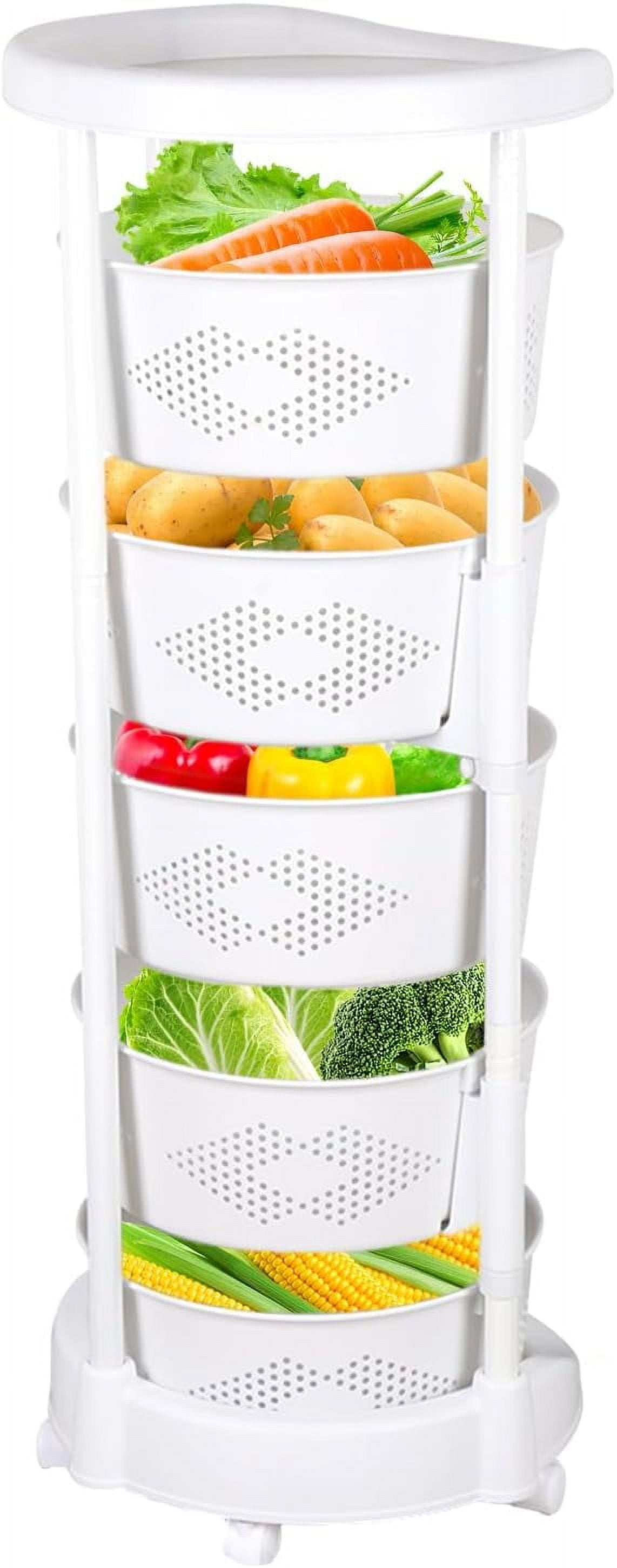 5-Tier Rotating Fruit Basket Racks Rotating Storage Rack, For Kitchen ...