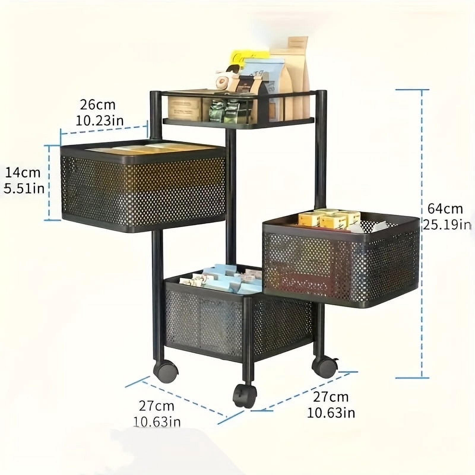 5-Tier Rotating Kitchen Storage Shelf - Metal Wire Mesh Organizer with ...