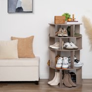 Montauk 16 Pair Revolving Shoe Storage Rack Carousel, White Wood ...