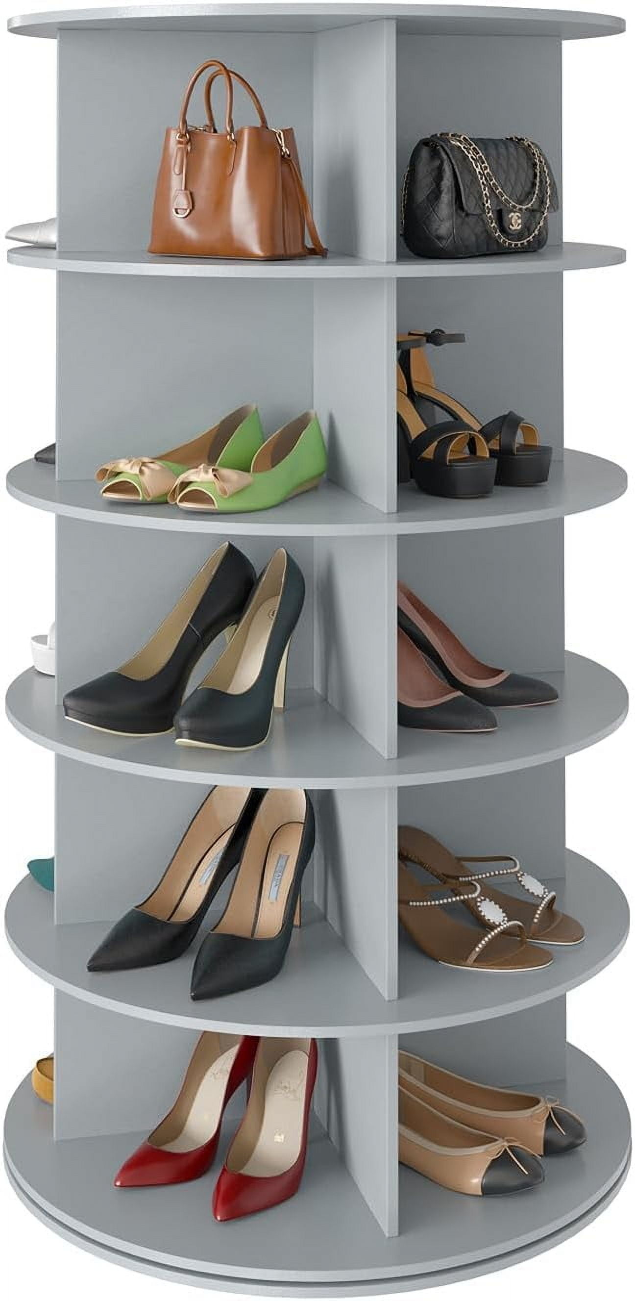 5 Tier Rotating Shoe Rack Tower, Spinning Shoe Display Lazy Susan ...