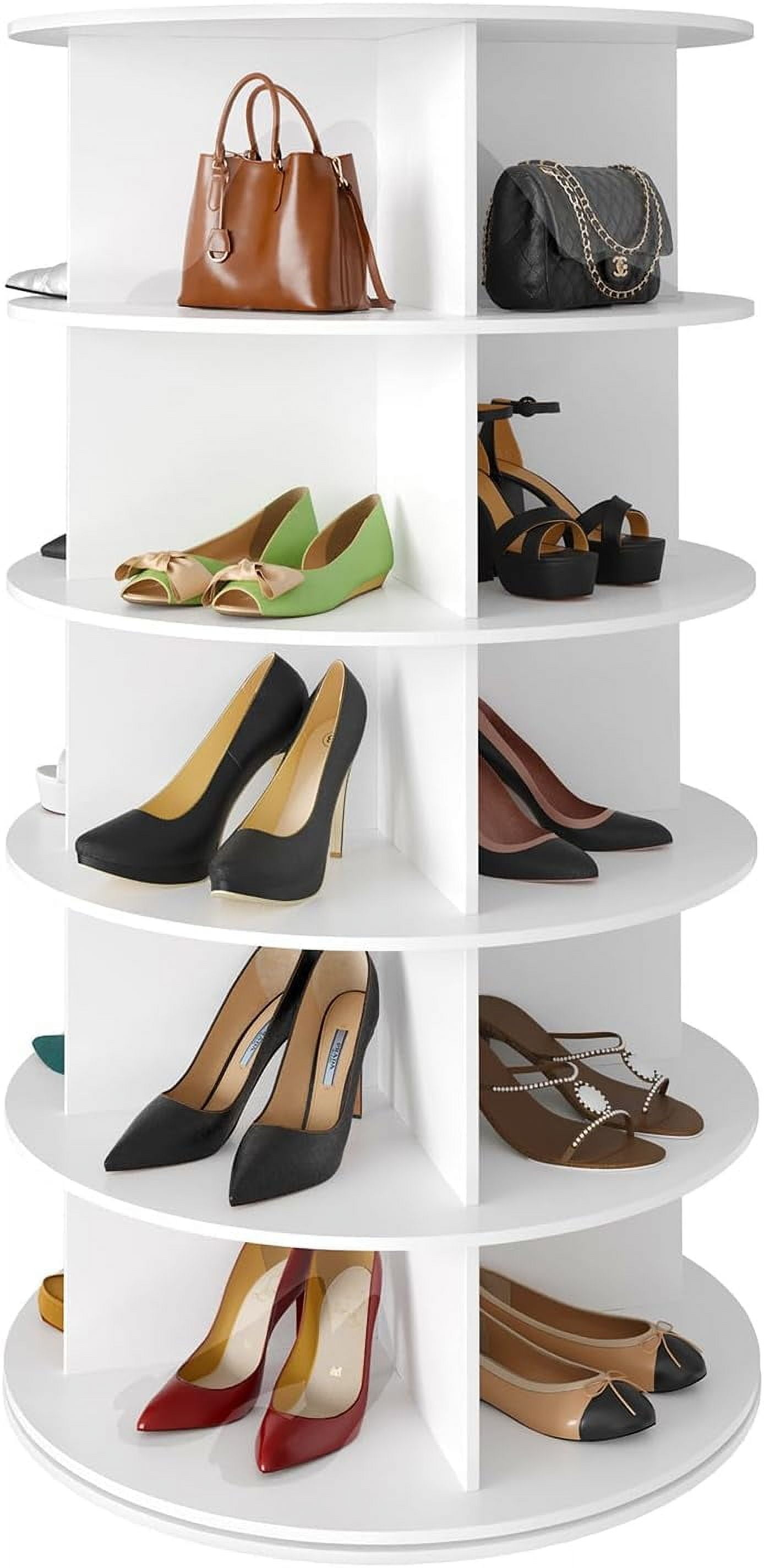 5 Tier Rotating Shoe Rack Tower, Spinning Shoe Display Lazy Susan ...