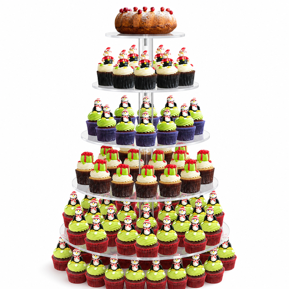 Unbranded Large 7 Tier Cupcake Stand for 100 Cupcakes, Clear Round ...