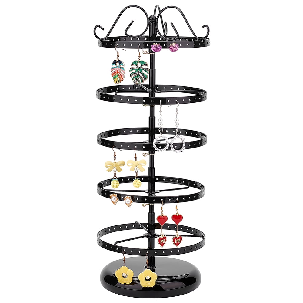 5-Tier Round Rotatable Iron Earring Display Tower Stands Tabletop ...