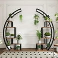 5 Tier Round Stand Half Moon Shape Indoor Metal Garden Holder Flower ...