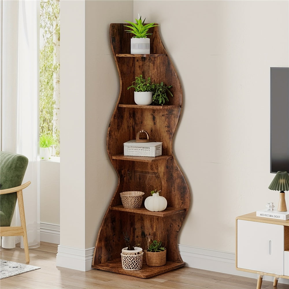 [5-Tier Shelf] 1pc Modern 5-Tier Curved Corner Shelf | Space-Saving ...