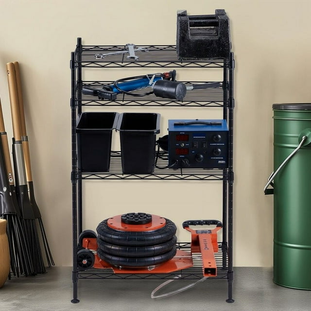 5 Tier Shelf Adjustable Wire Metal Shelving Rack Chrome 19.69"W x 11.81 ...