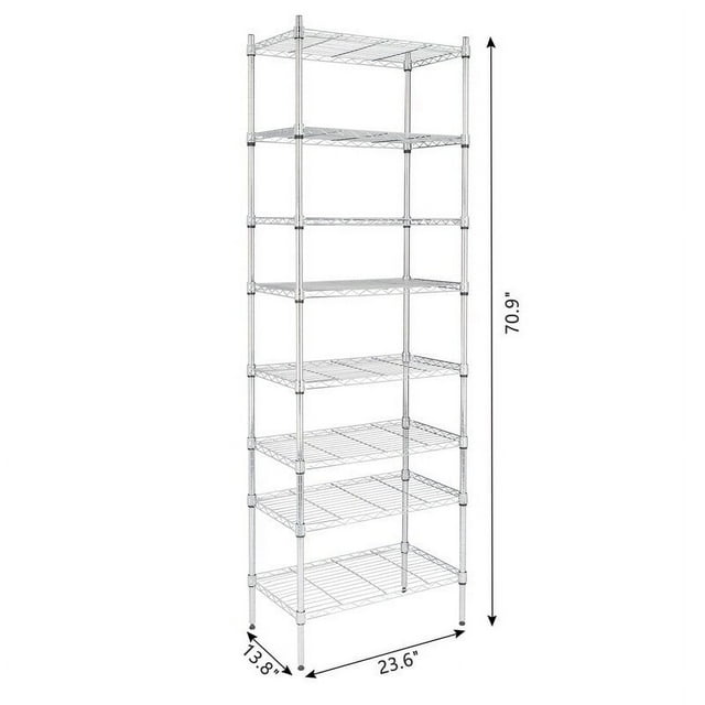 5 Tier Shelf Adjustable Wire Metal Shelving Rack Chrome 23.62"W x 13.78 ...