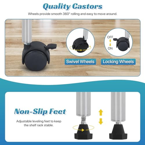 5-Tier Shelf Metal Storage Rack Shelving Unit Adjustable Wire Shelving ...