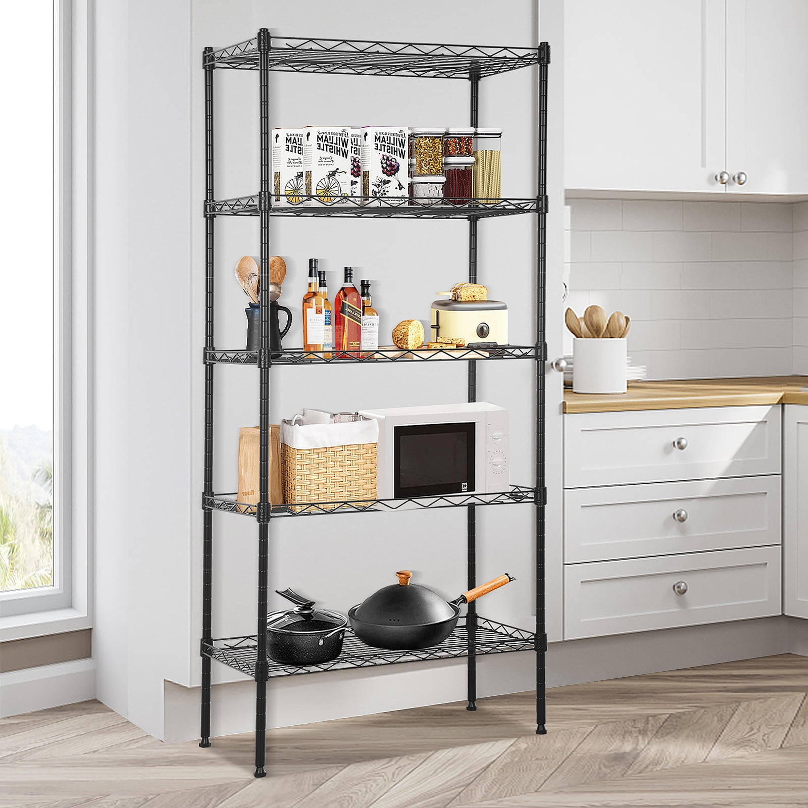 5-Tier Shelf Metal Storage Rack Shelving Unit Adjustable Wire Shelving ...