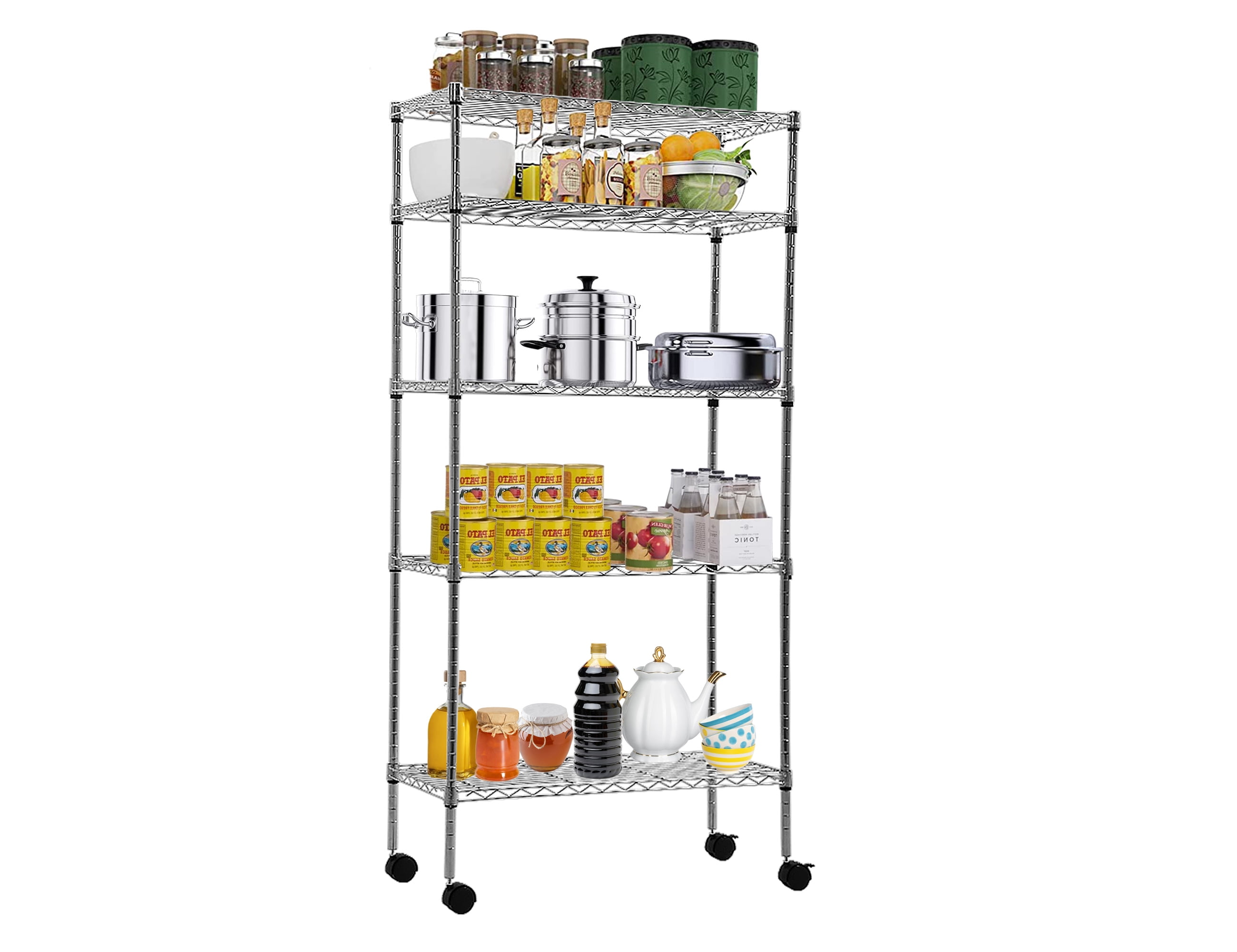 5 Tier Shelf Organizer for Kitchen, 1100lbs Capacity Height Adjustable ...