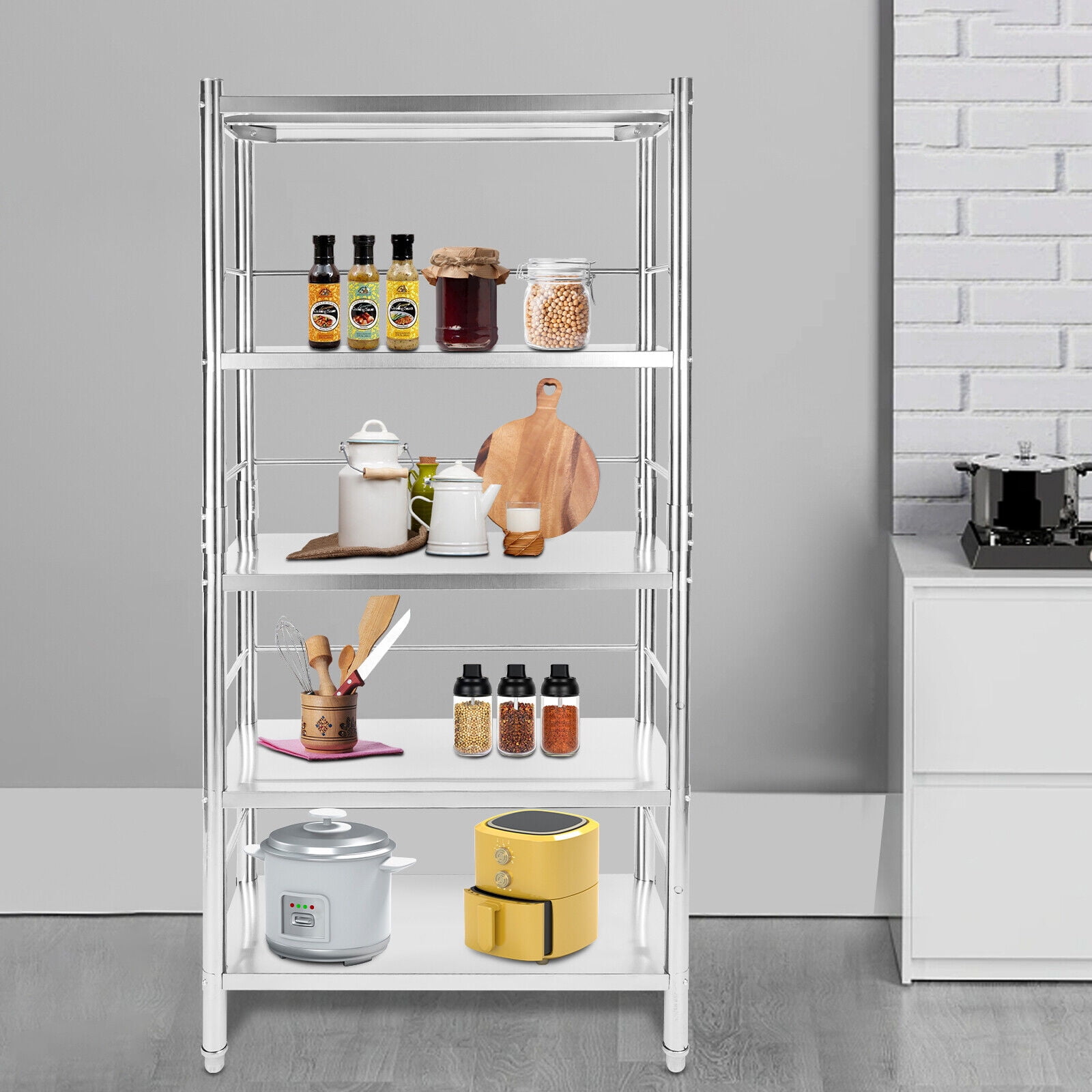 5-Tier Shelf Rack Free Standing Shelving Unit Adjustable Heavy Duty ...