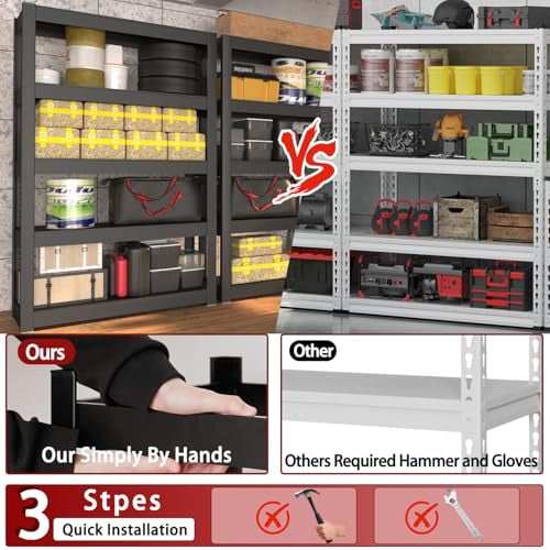 5 Tier Shelf, Shelving Unit and Storage, Garage Shelving Heavy Duty ...