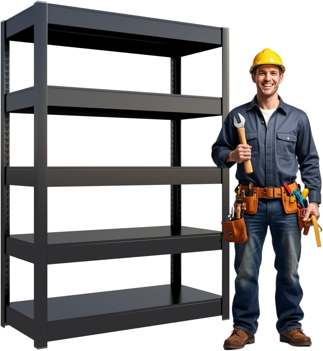 5 Tier Shelf, Shelving Unit and Storage, Garage Shelving Heavy Duty ...