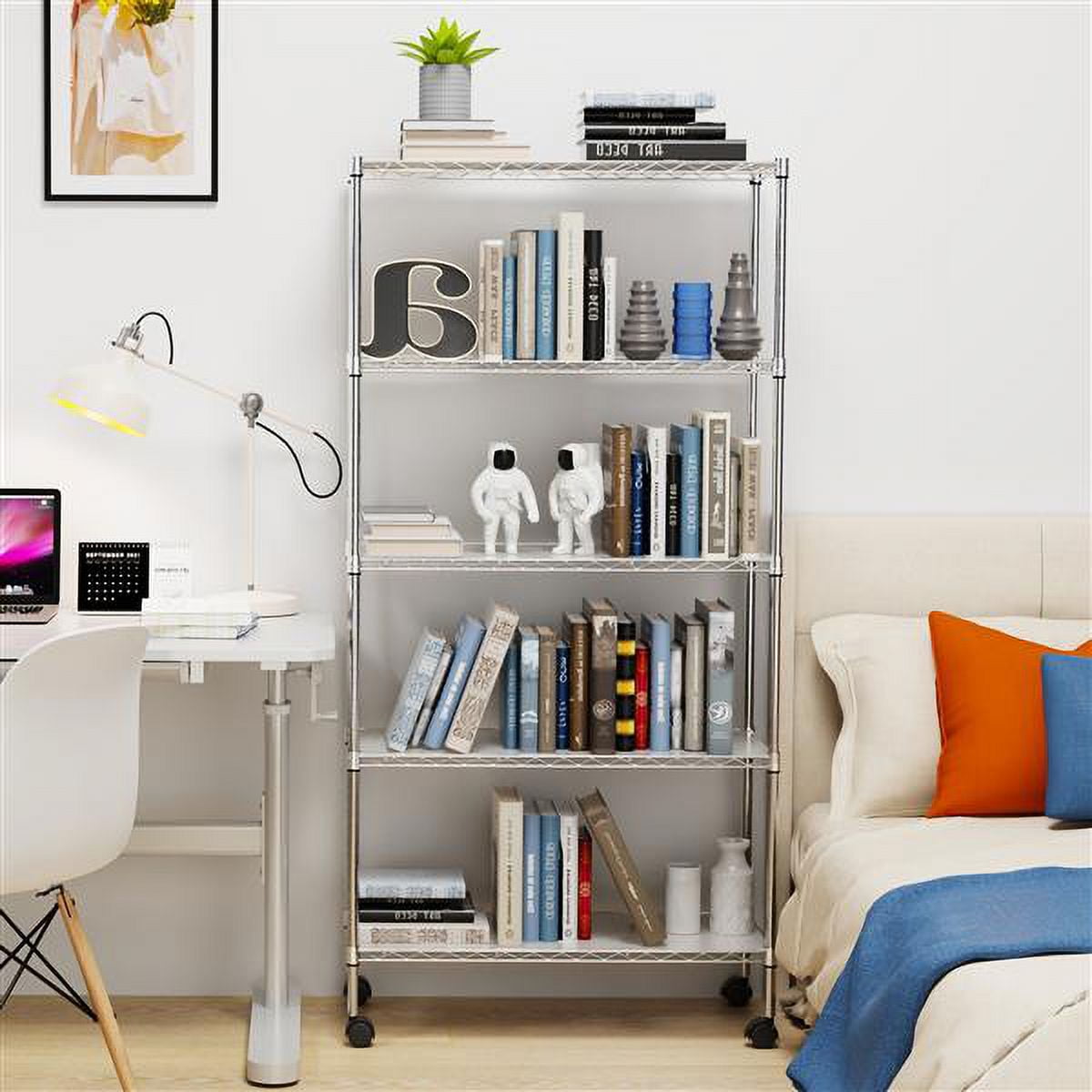 5 Tier Shelf Wire Shelving Unit, NSF Heavy Duty Wire Shelf Metal Large ...