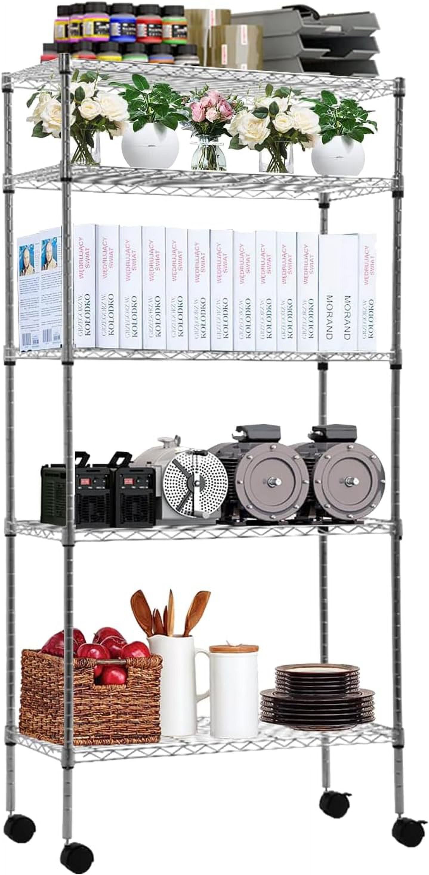 5 Tier Shelf Wire Shelving Unit, NSF Heavy Duty Wire Shelf Metal Large ...