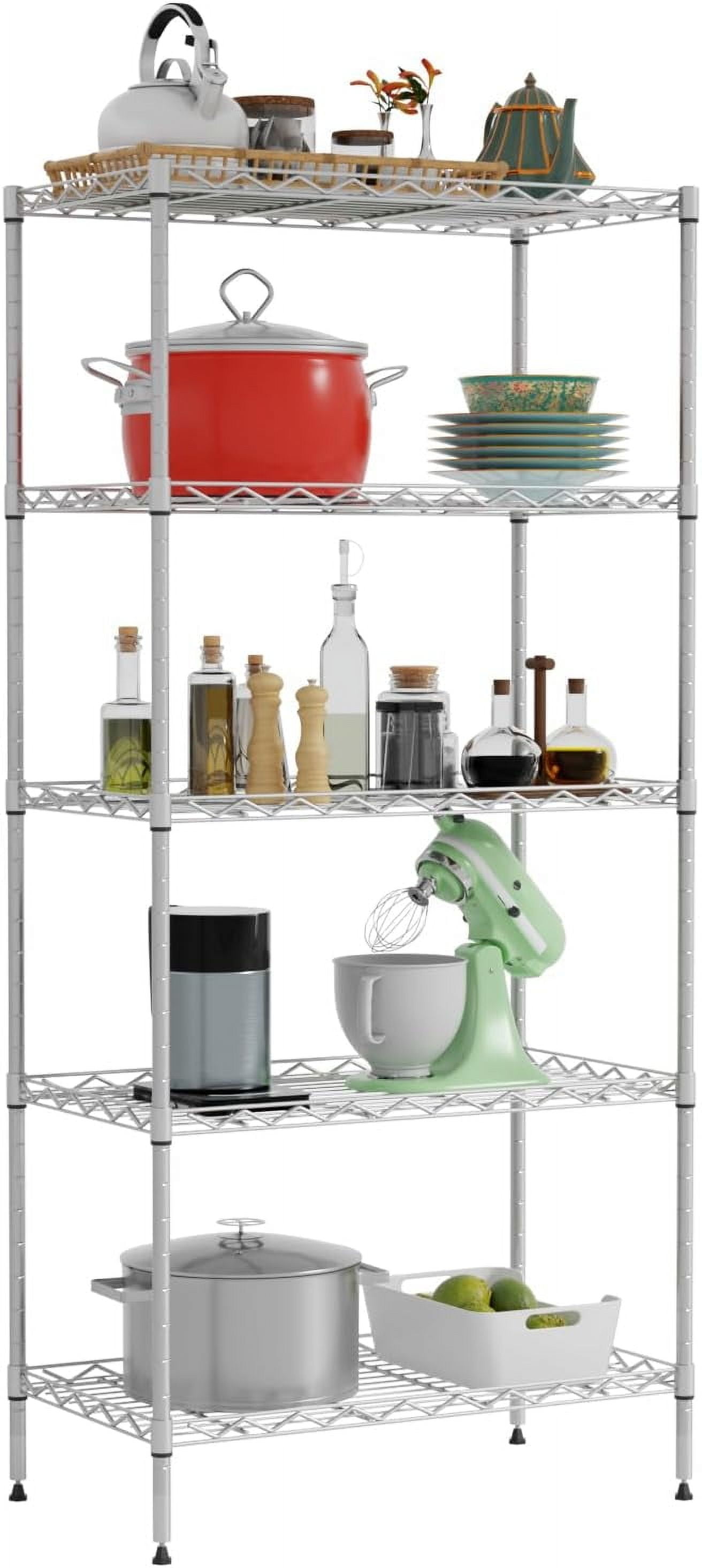 5-Tier Shelves Height Adjustable Storage Shelves Shelving Unit 21"Dx11 ...