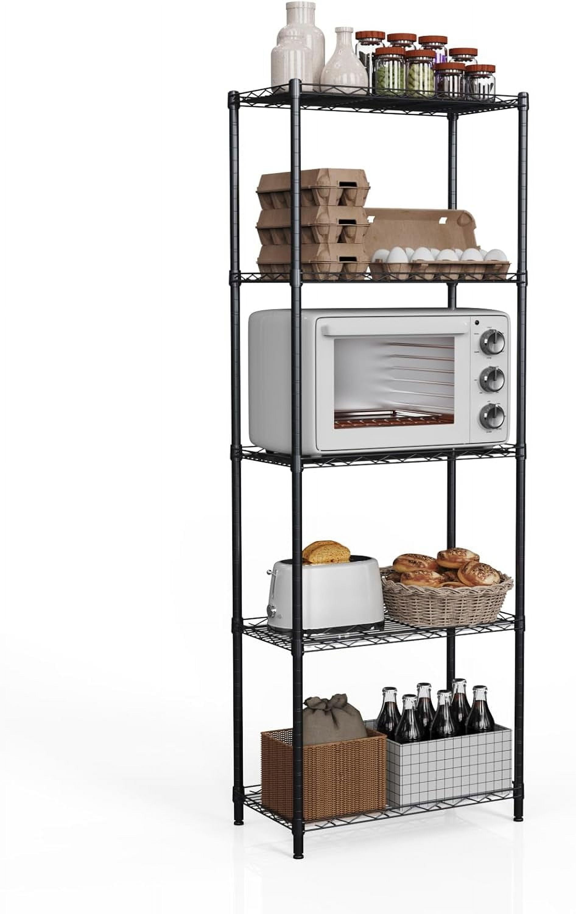 5 Tier Shelves Storage, Wire Shelf Unit, Standing Adjustable Metal ...