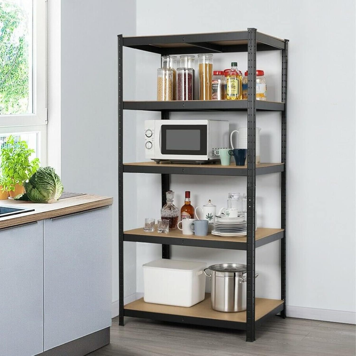 5 Tier Shelving for Garages and Sheds with MDF Boards 1764lb Load ...