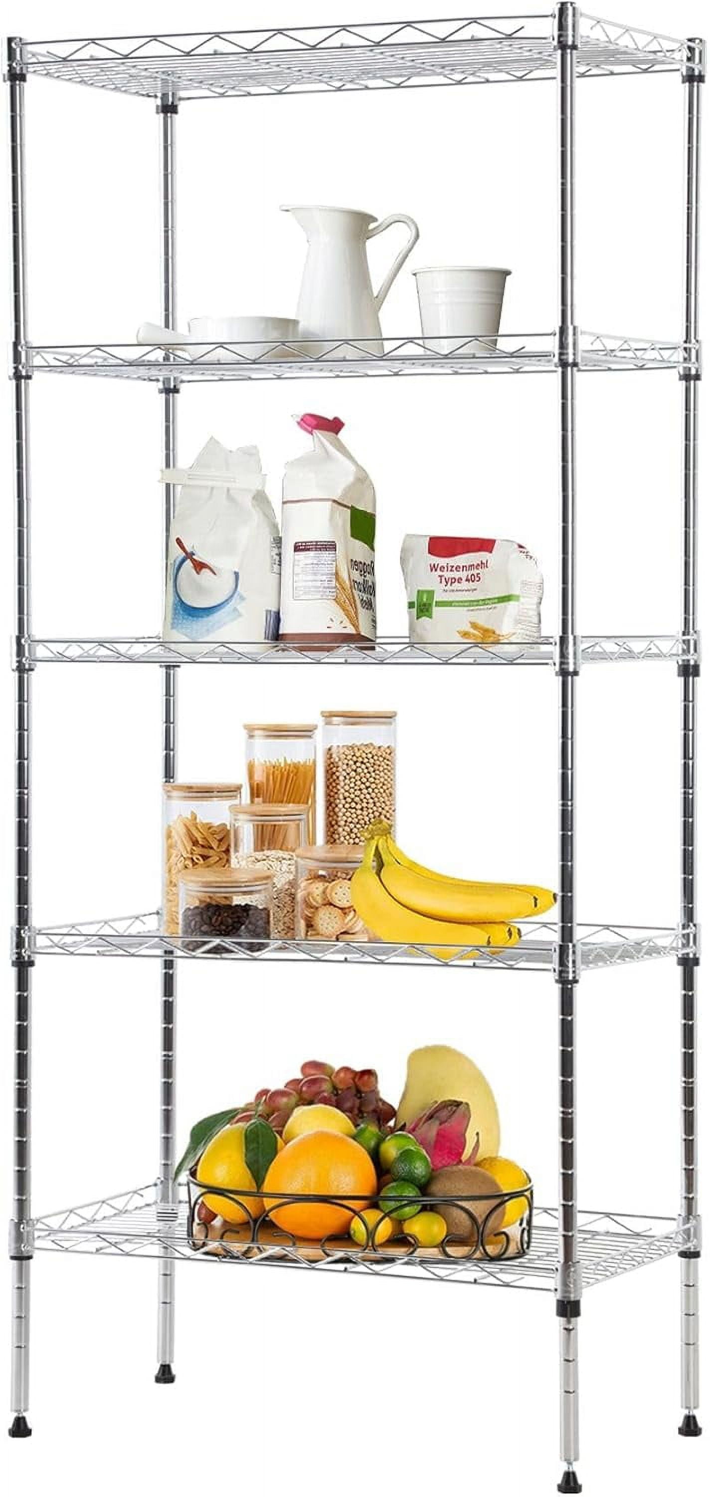 5-Tier Shelving Unit Adjustable Metal Shelves 48" H Storage Rack Wire ...