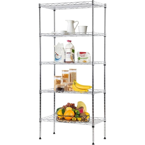 5-Tier Shelving Unit Adjustable Metal Shelves 48" H Storage Rack Wire ...