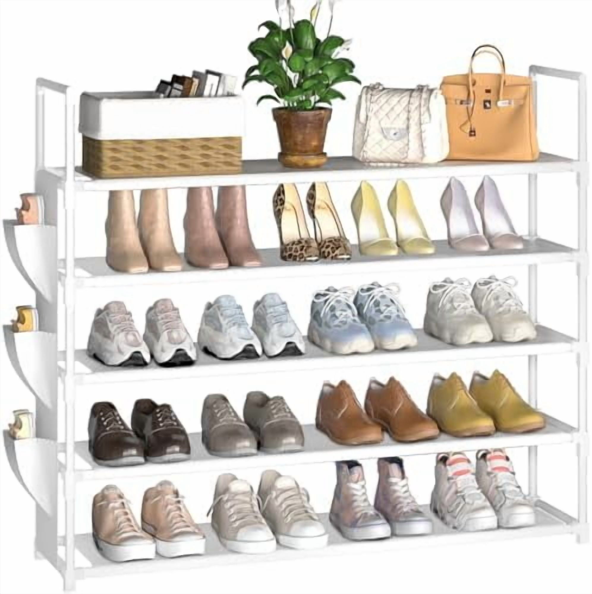 5 Tier Shoe Organizer, 33.3in Wide x 11.2in Deep x 35.6in Tall, Black ...
