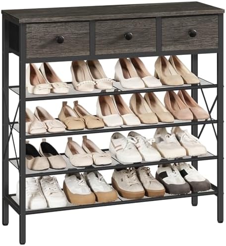 5-Tier Shoe Rack, Freestanding Industrial Shoe Organizer, Console Table ...