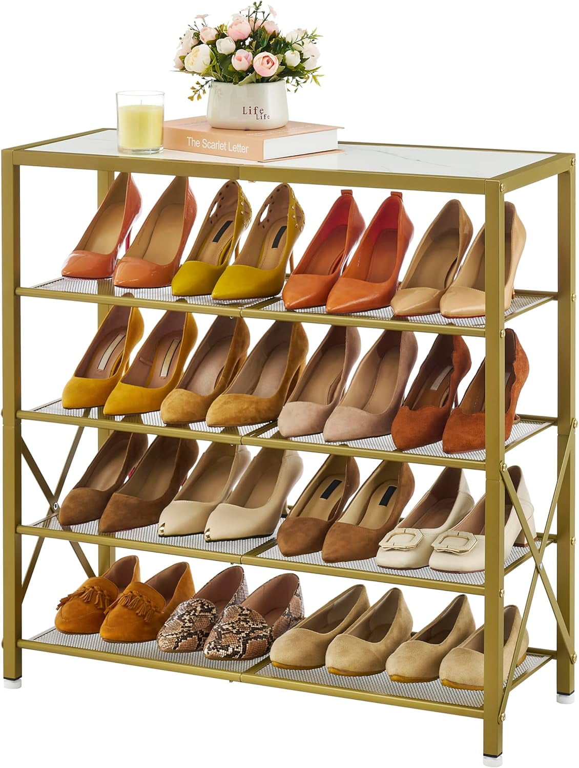 5 Tier Shoe Rack Organizer for 16-20 Pairs of Shoes, Industrial Metal ...