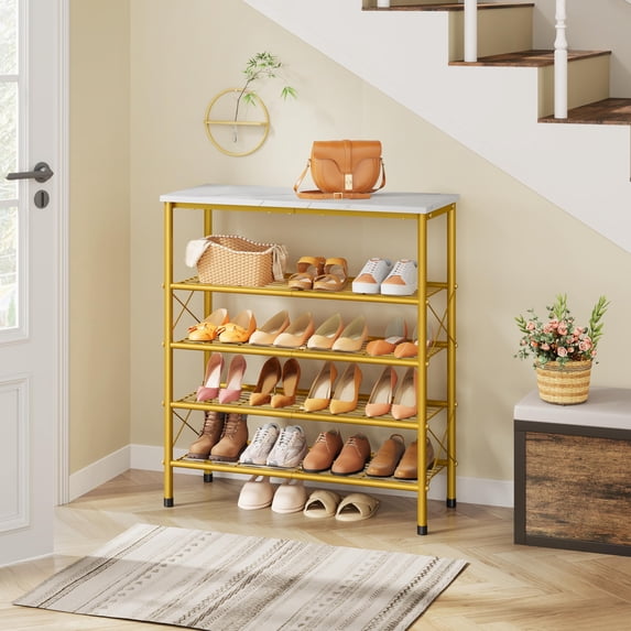 5 Tier Shoe Rack Organizer For 16-20 Pairs Of Shoes Metal Mesh Shelf ...