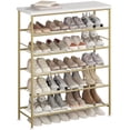 5 Tier Shoe Rack Organizer Metal Storage Shelf with MDF Top Board ...