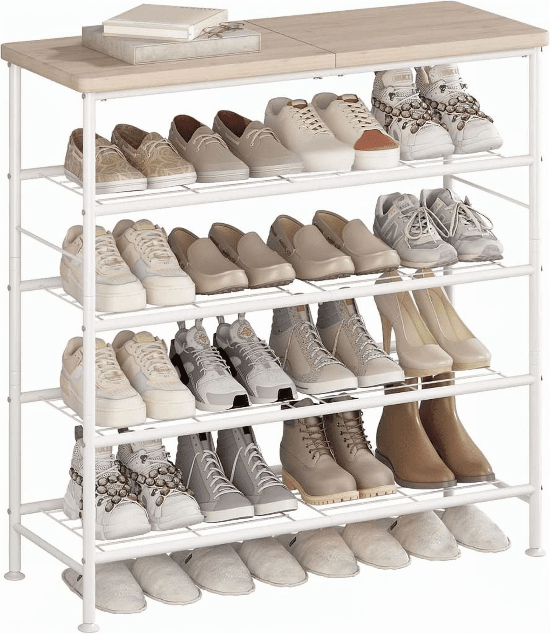 5 Tier Shoe Rack Organizer with MDF Top Board White and Oak - Walmart.com
