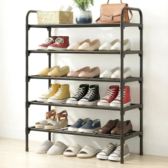 5-Tier Shoe Rack Organlzer, Rustproof lron, Spaclous Shoe Storage Shelf ...