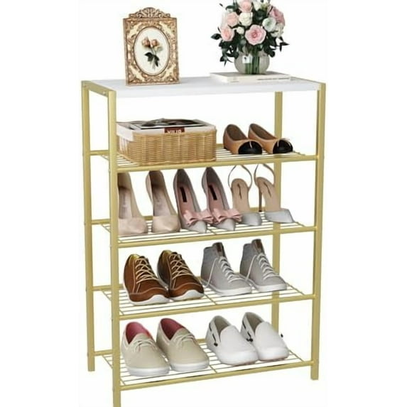 5-Tier Shoe Rack, Shoe Storage Shelf, Industrial Shoe Tower, Narrow ...