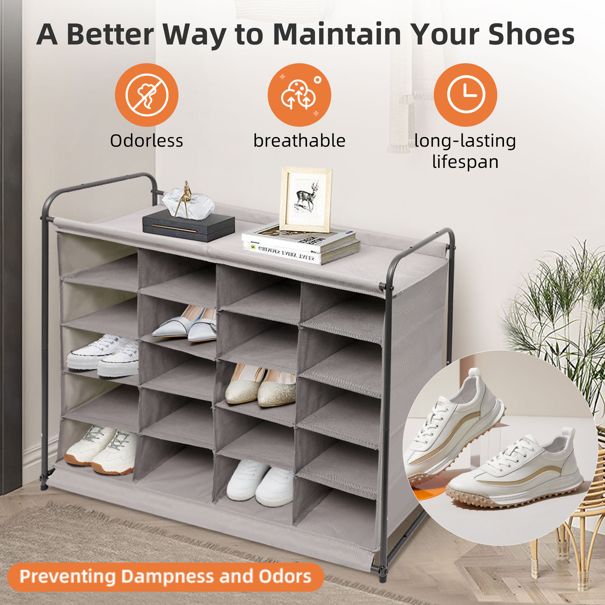 Metal 10-Tier Quality Shoe Rack, Large Capacity Organizer for 50 Pairs ...