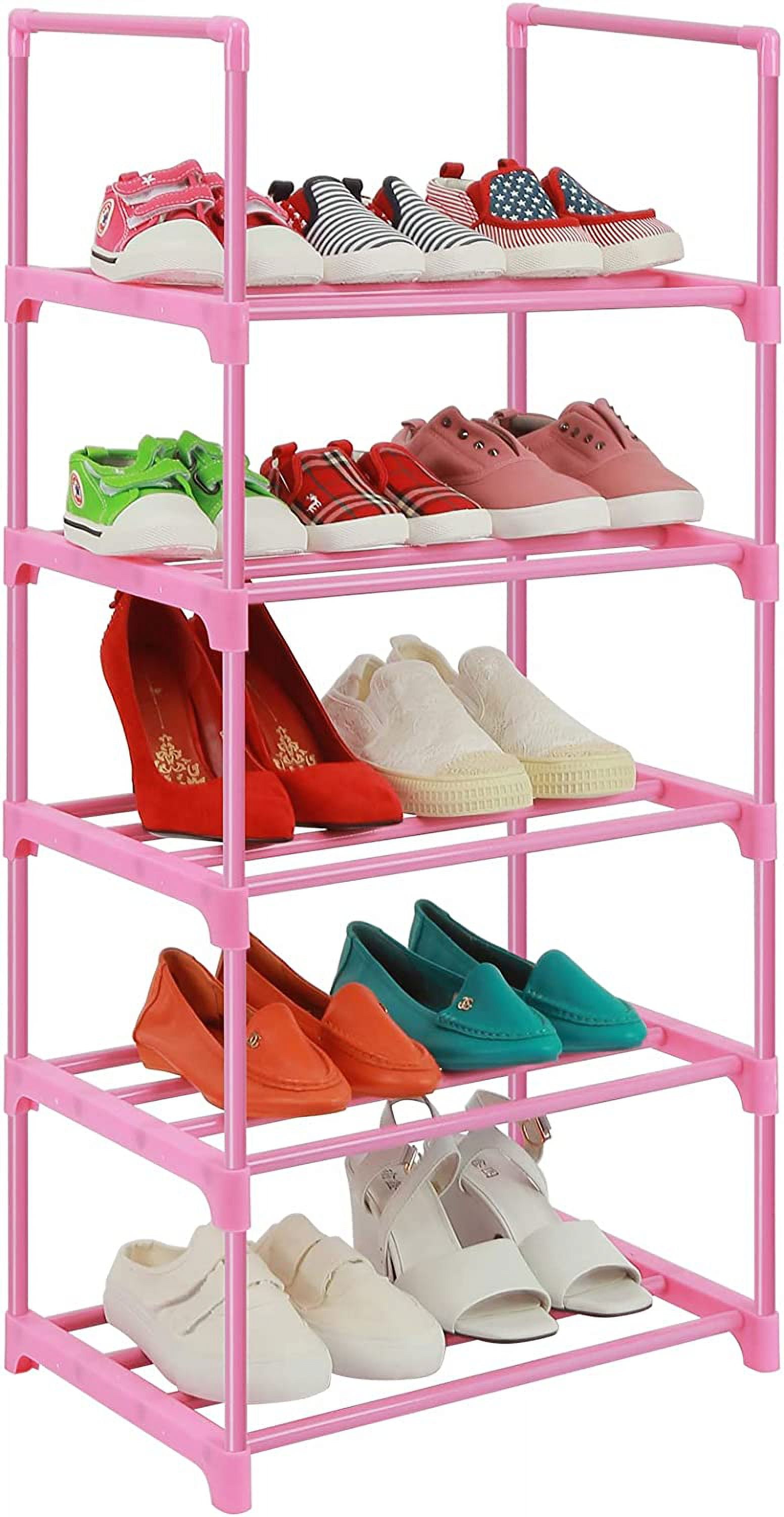 5-Tier Small Kids Shoe Rack Organizer, Pink Toddler Shoe Shelf Shoe ...