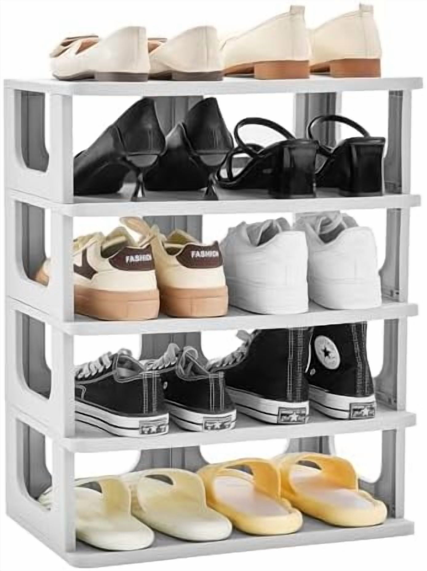 5-Tier Small Shoe Rack, Vertical Narrow Stackable Organizer with ...