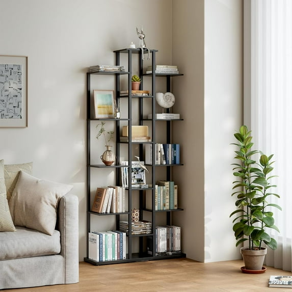 5-Tier Small Space Bookshelf,Sturdy Compact Bookcase for Study Room ...