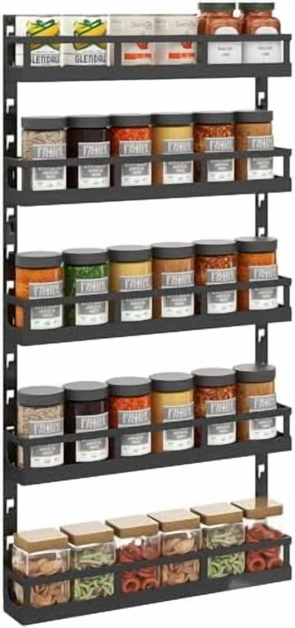 5-Tier Small Wall-Mounted Spice Rack Organizer, Height-Adjustable ...