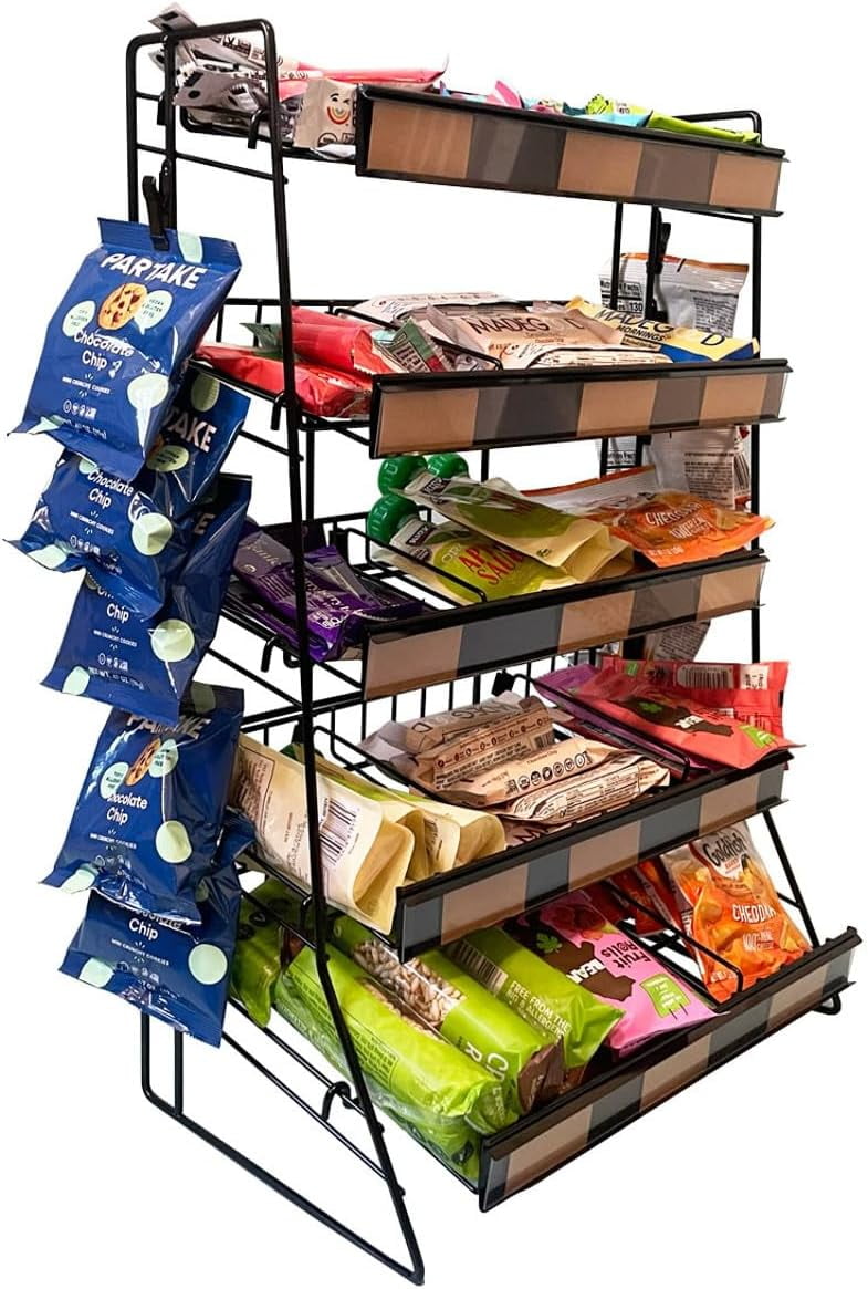 5-Tier Snack/Candy Rack Counter Display | Metal Snack Rack Display ...