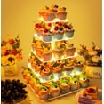 5 Tier Acrylic Cupcake Stand with LED Lights for Wedding Cake Dessert ...