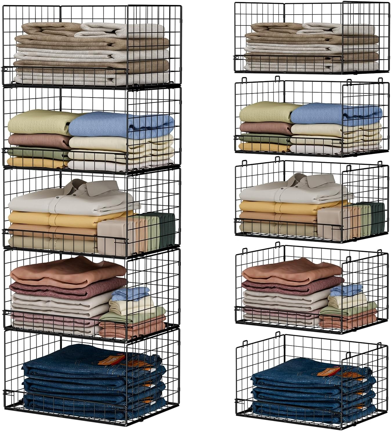 5-Tier Stackable Closet Organizers and Storage Shelves, Closet Shelf ...