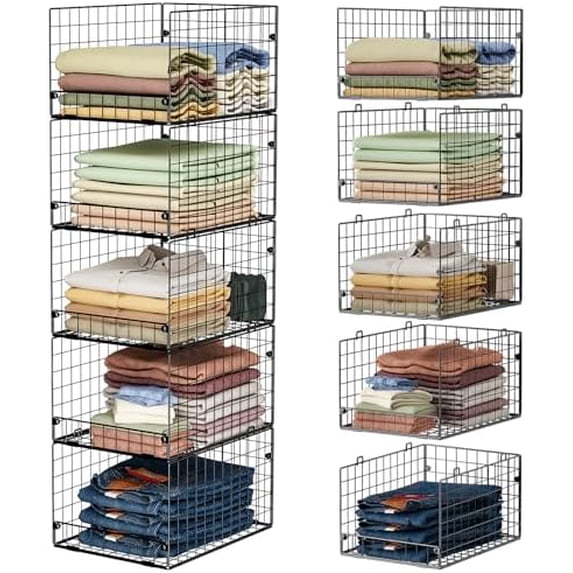 5-Tier Stackable Closet Storage Baskets, Closet Organizers and Storage ...