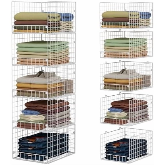 5-Tier Stackable Closet Storage Shelves, Closet Organizers and Storage ...