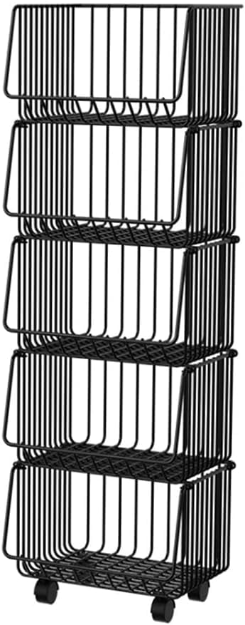 5 Tier Stackable Fruit Vegetable Storage Cart Basket for Kitchen, Wire ...