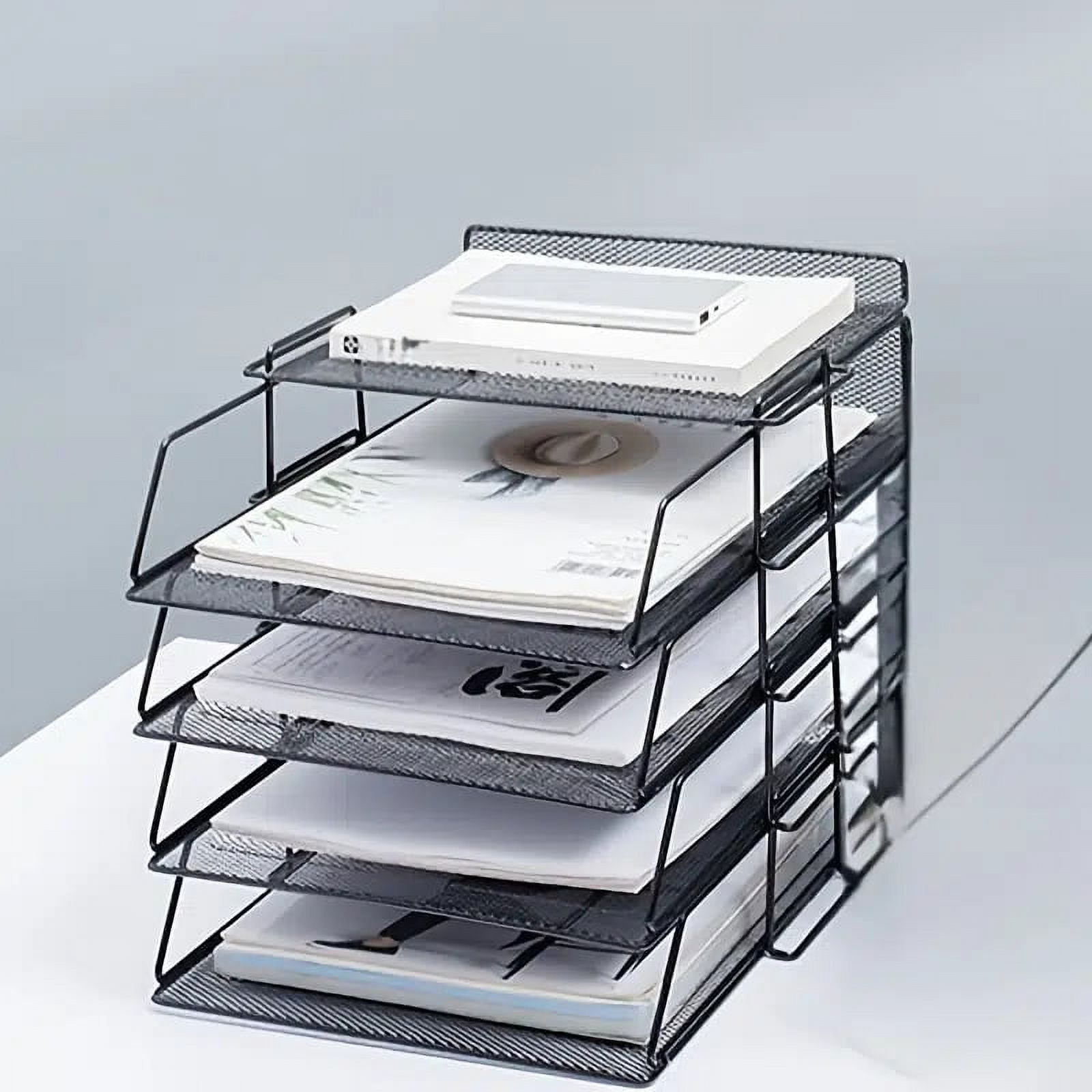 5 Tier Stackable Letter Tray Office Desk Paper Organizer File Trays ...