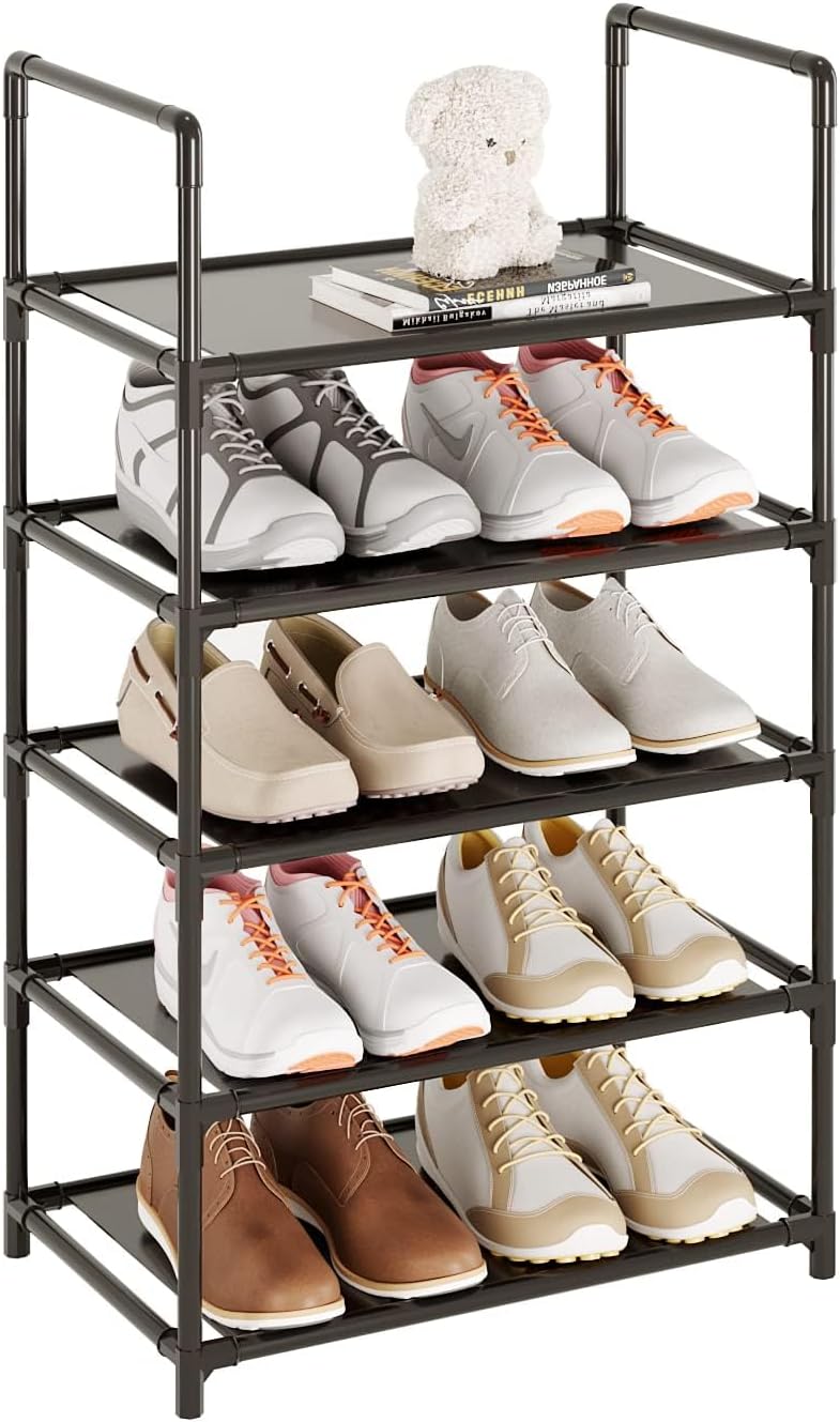 5 Tier Stackable Small Shoe Rack,Narrow Sturdy Shoe Shelf Organizer ...