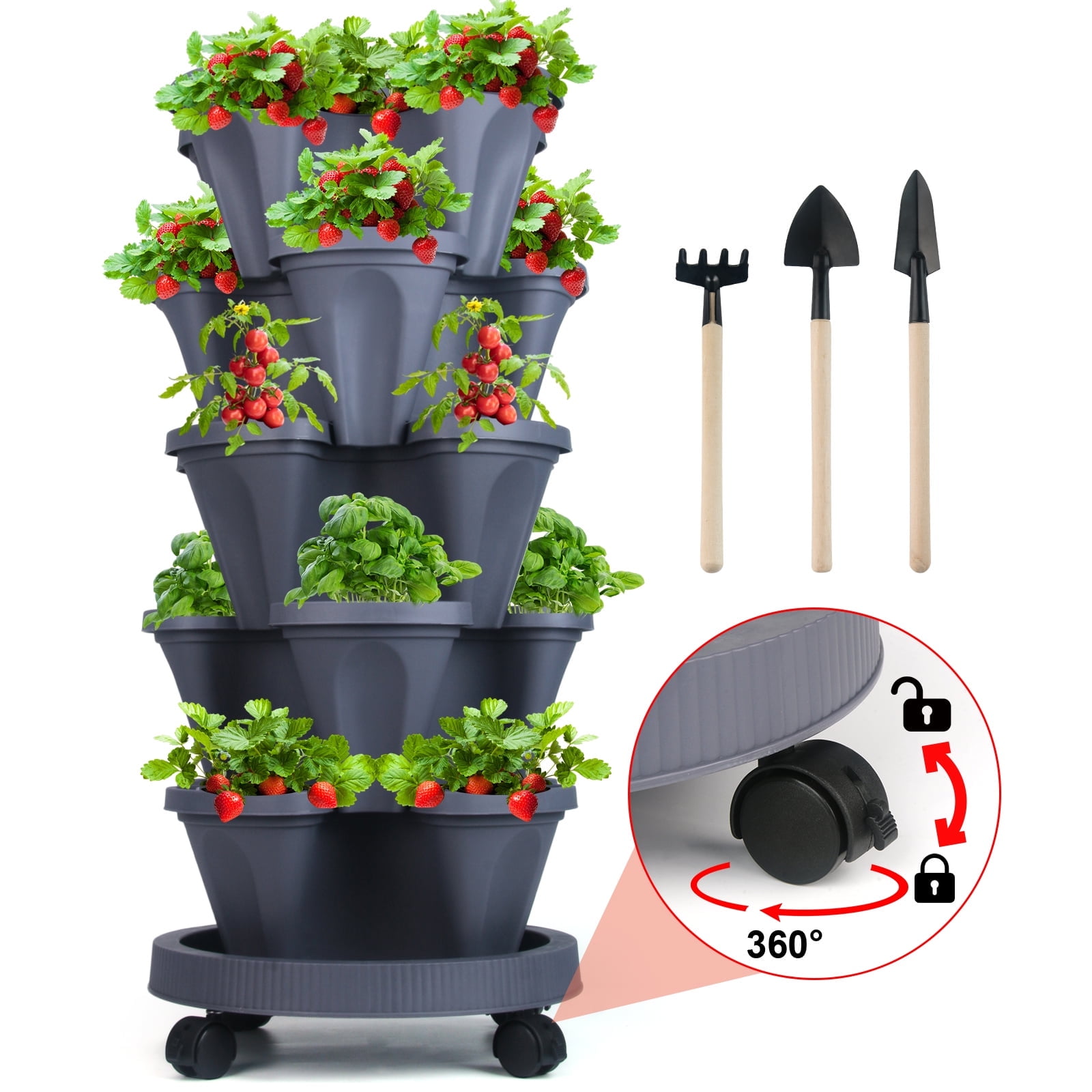 5 Tier Stackable Planter - Indoor/Outdoor Gardening for Herbs, Flowers ...