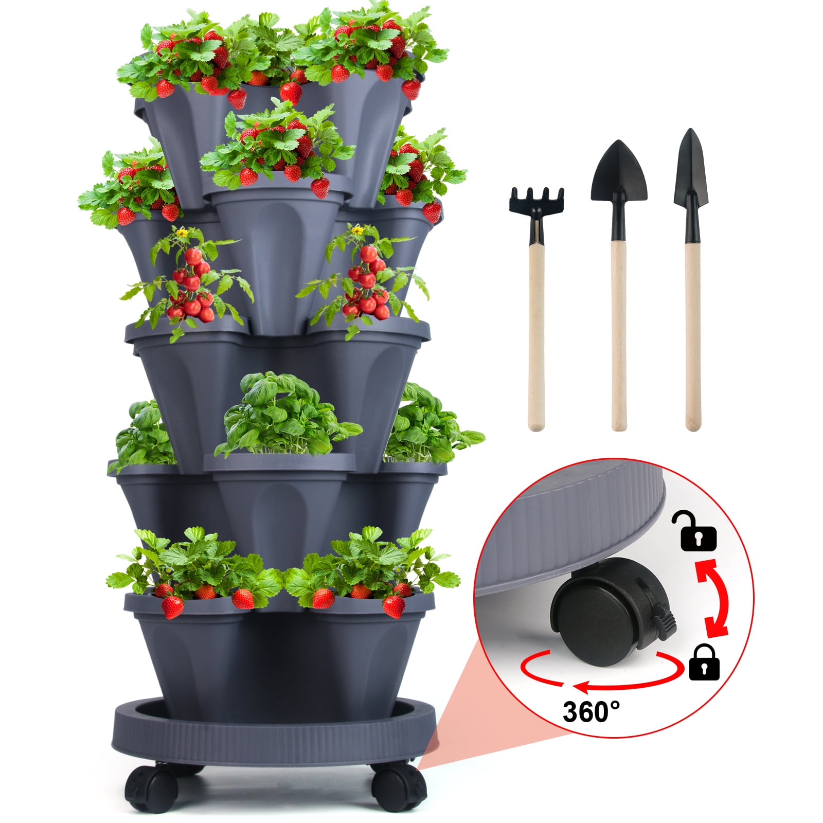 5 Tier Stackable Planter - Indoor/Outdoor Gardening for Herbs, Flowers ...