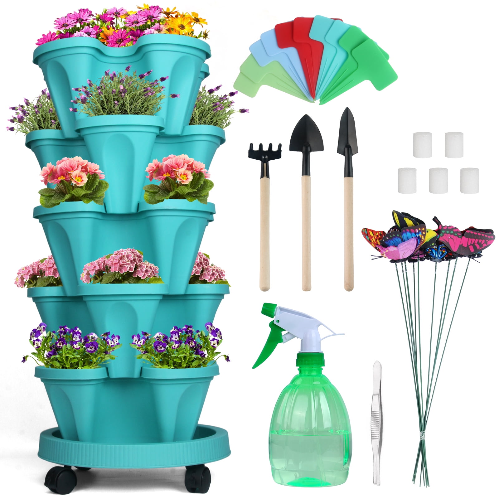 5-Tier Stackable Planter for Vegetables, Flowers, Herbs, Succulents ...