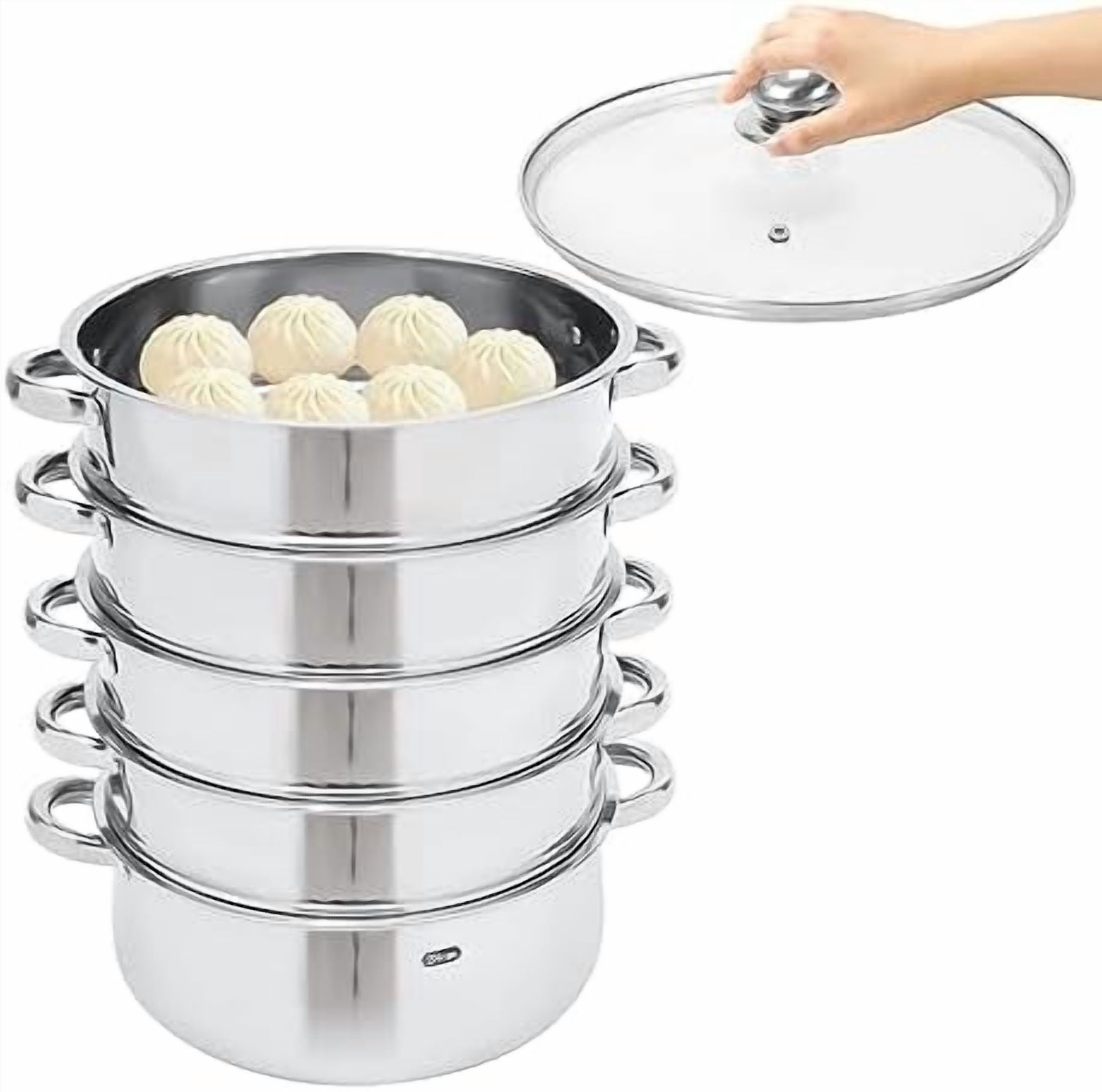 5-Tier Stainless Steel Steamer, 30cm Stainless Steel Multipurpose ...