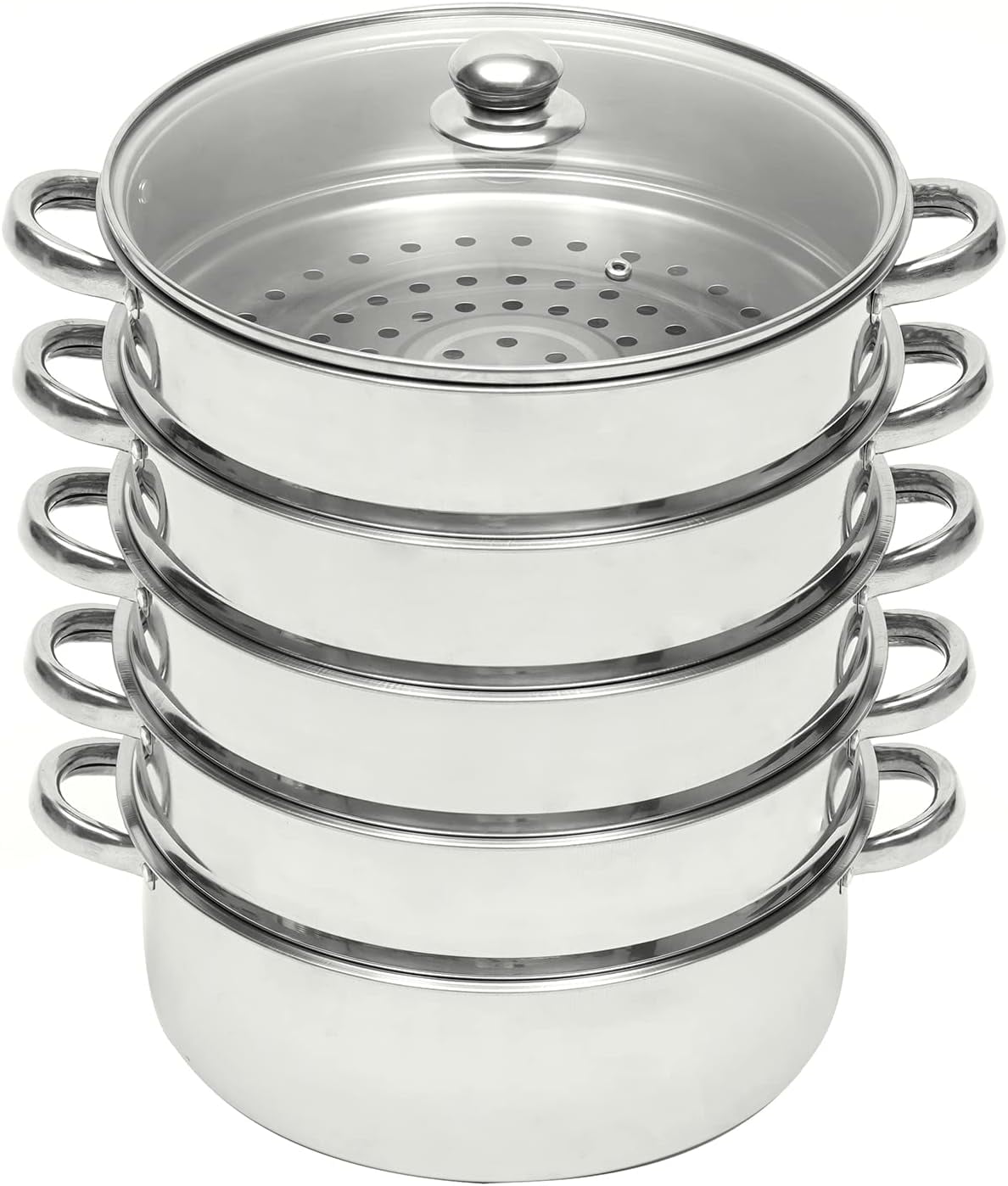 5 Tier Stainless Steel Steamer Cooker, 26cm Steam Pot Kitchen Food ...